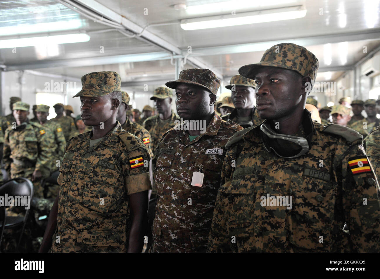 Newly deployed soldiers of the Uganda People’s Defence Forces (UPDF) on ...