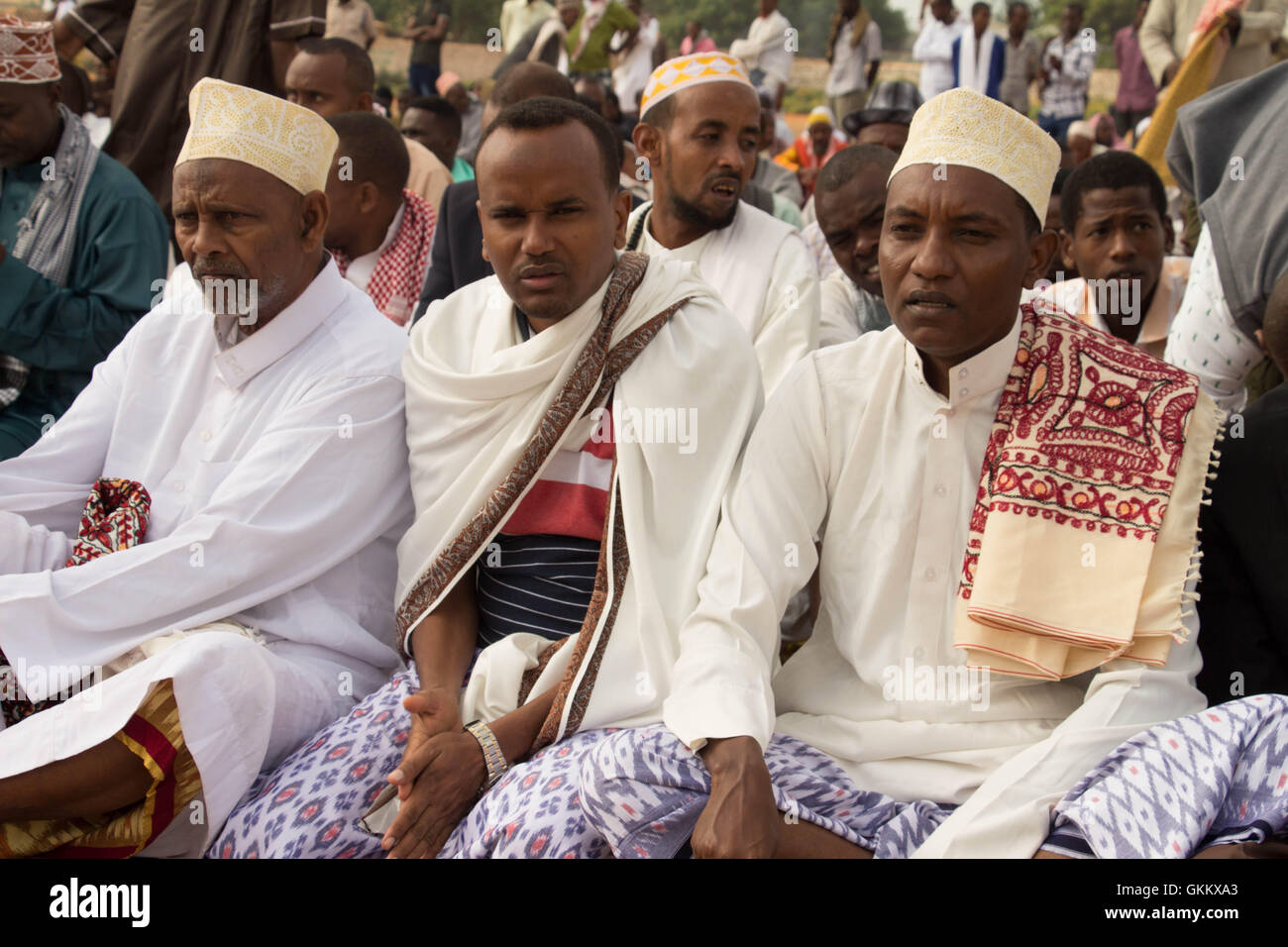 Somali citizens gather for morning prayers in Baidoa, Somalia, on July ...