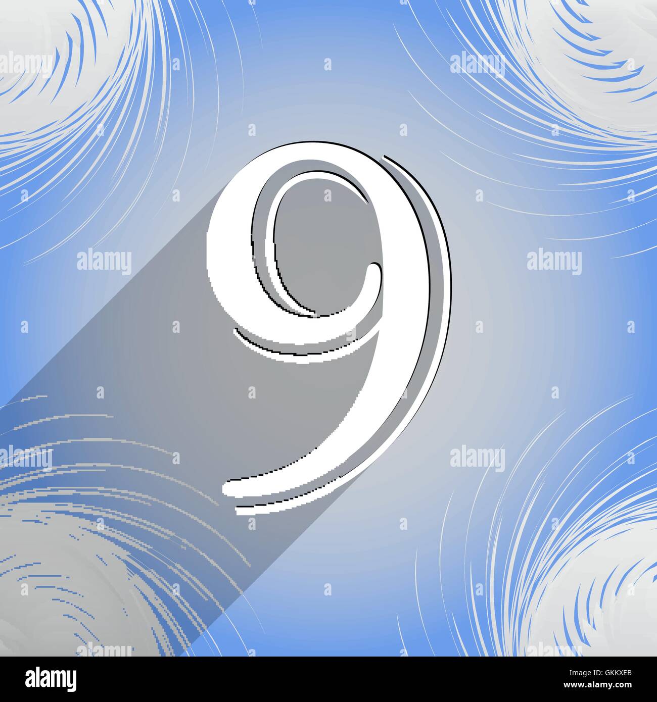 number Nine icon symbol Flat modern web design with long shadow and ...