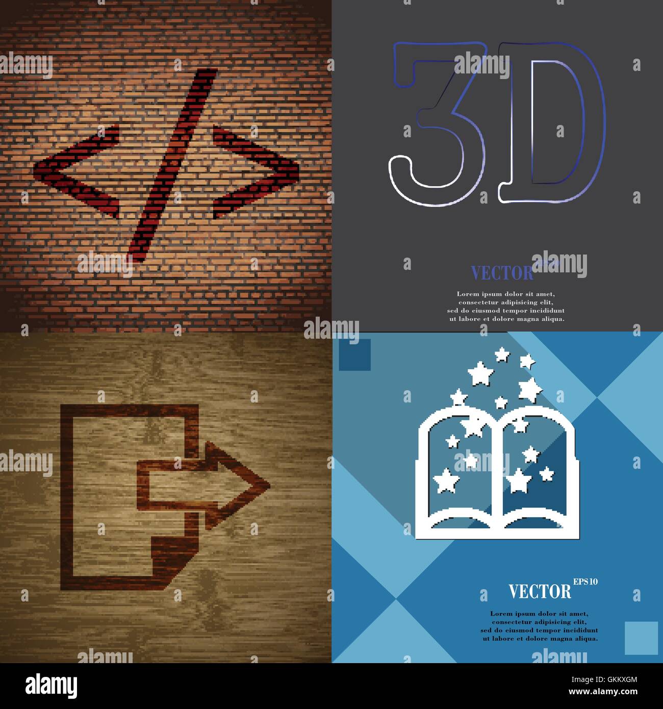 Set of abstract backgrounds with different web icons Stock Vector Image ...