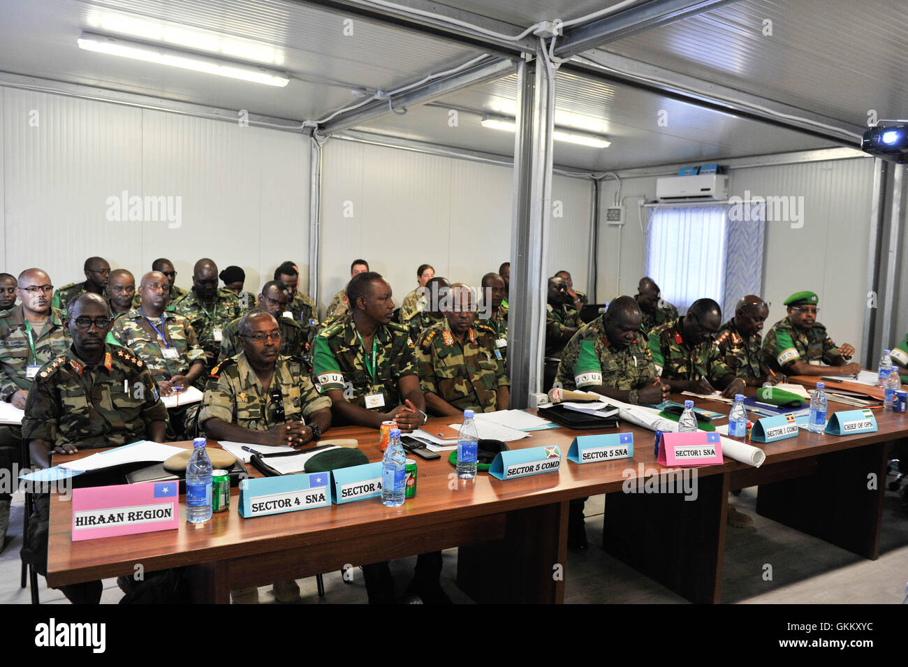 Senior officers from the Somalia National Army (SNA) and AMISOM attend ...