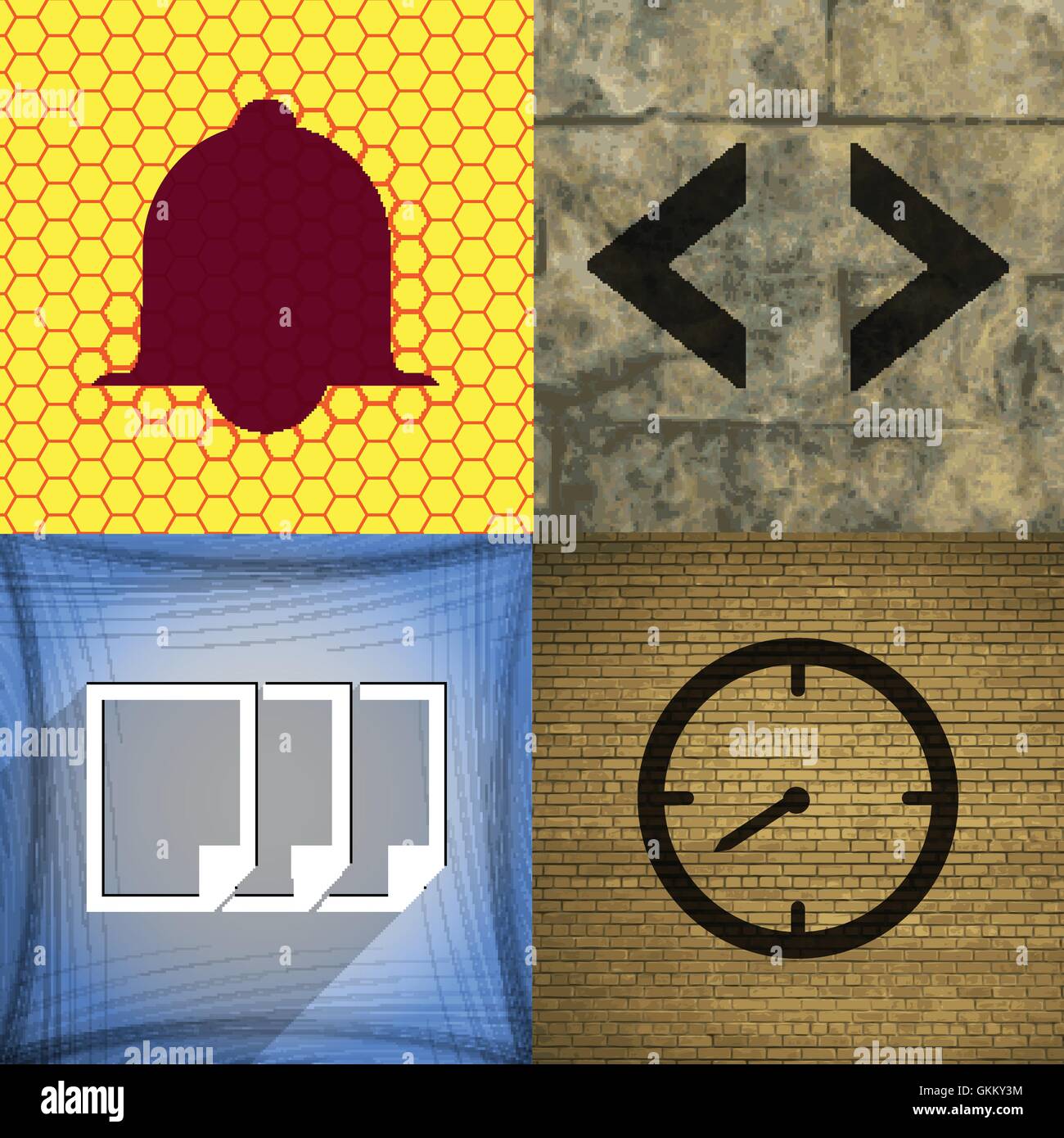 Set of abstract backgrounds with different web icons Stock Vector Image ...