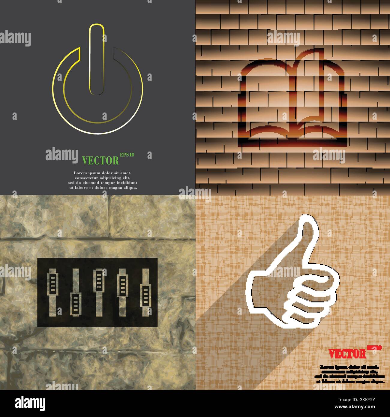 Set of abstract backgrounds with different web icons Stock Vector Image ...