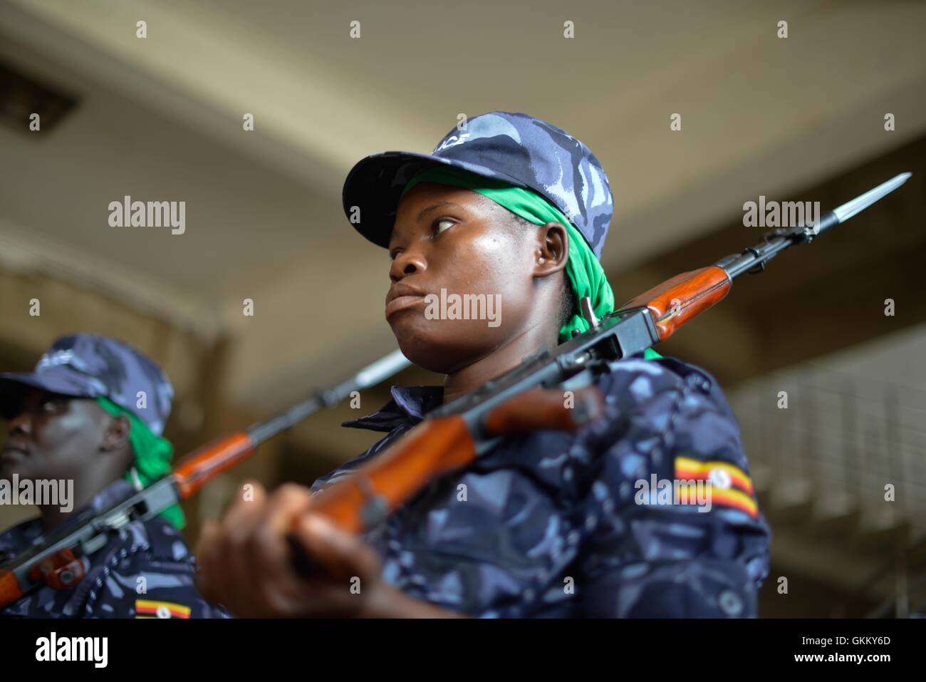 Newly deployed Ugandan Formed Police Unit officers under AMISOM march ...