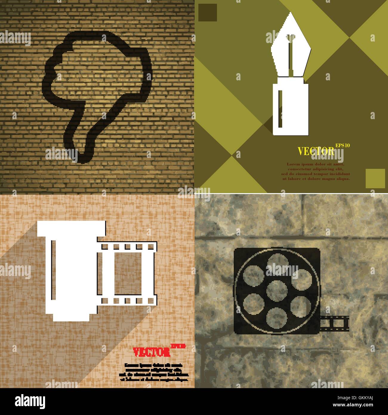 Set of abstract backgrounds with different web icons Stock Vector Image ...