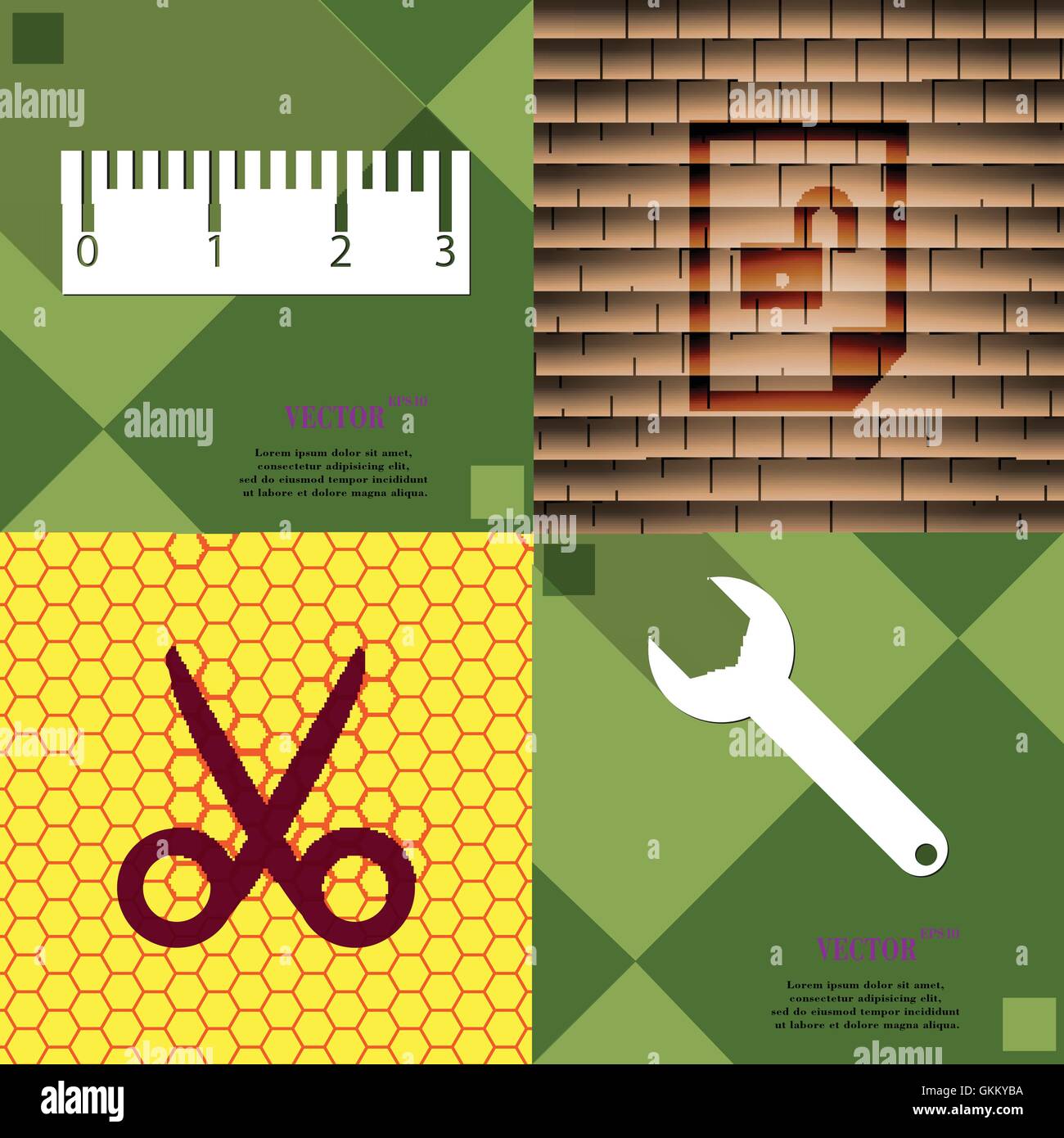 Set of abstract backgrounds with different web icons Stock Vector Image ...