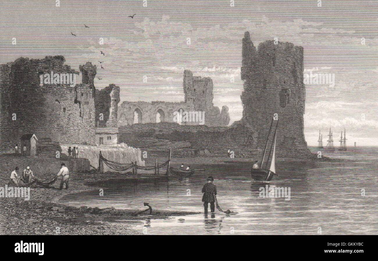 Flint Castle, Wales, by Henry Gastineau, antique print 1835 Stock Photo ...
