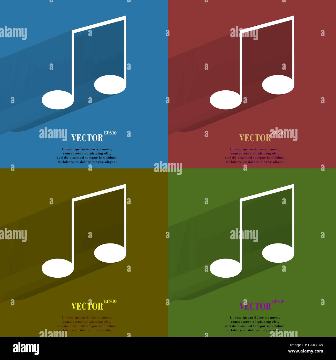 Color set Music elements notes web icon, flat design Stock Vector Image ...