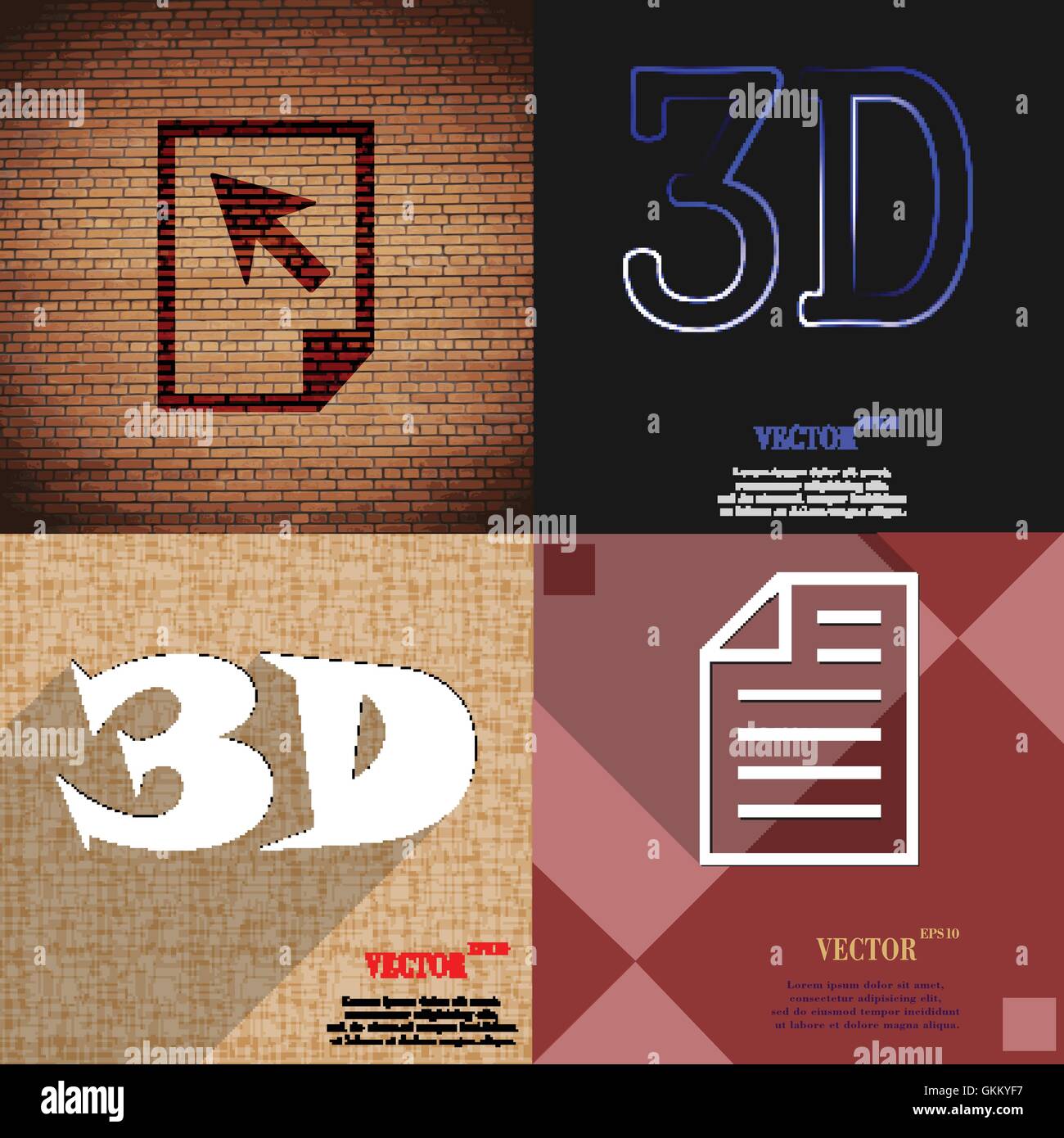 Set of abstract backgrounds with different web icons Stock Vector Image ...