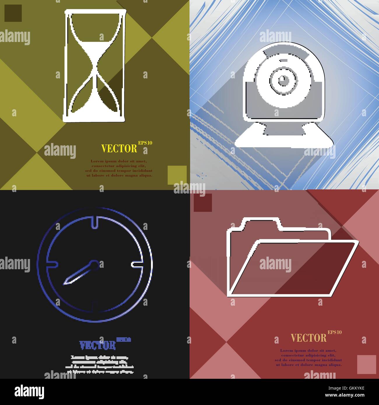 Set of abstract backgrounds with different web icons Stock Vector Image ...