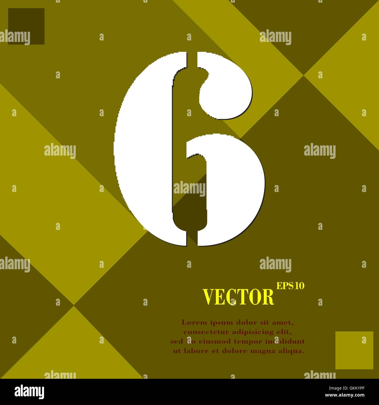 number six icon symbol Flat modern web design with long shadow and ...