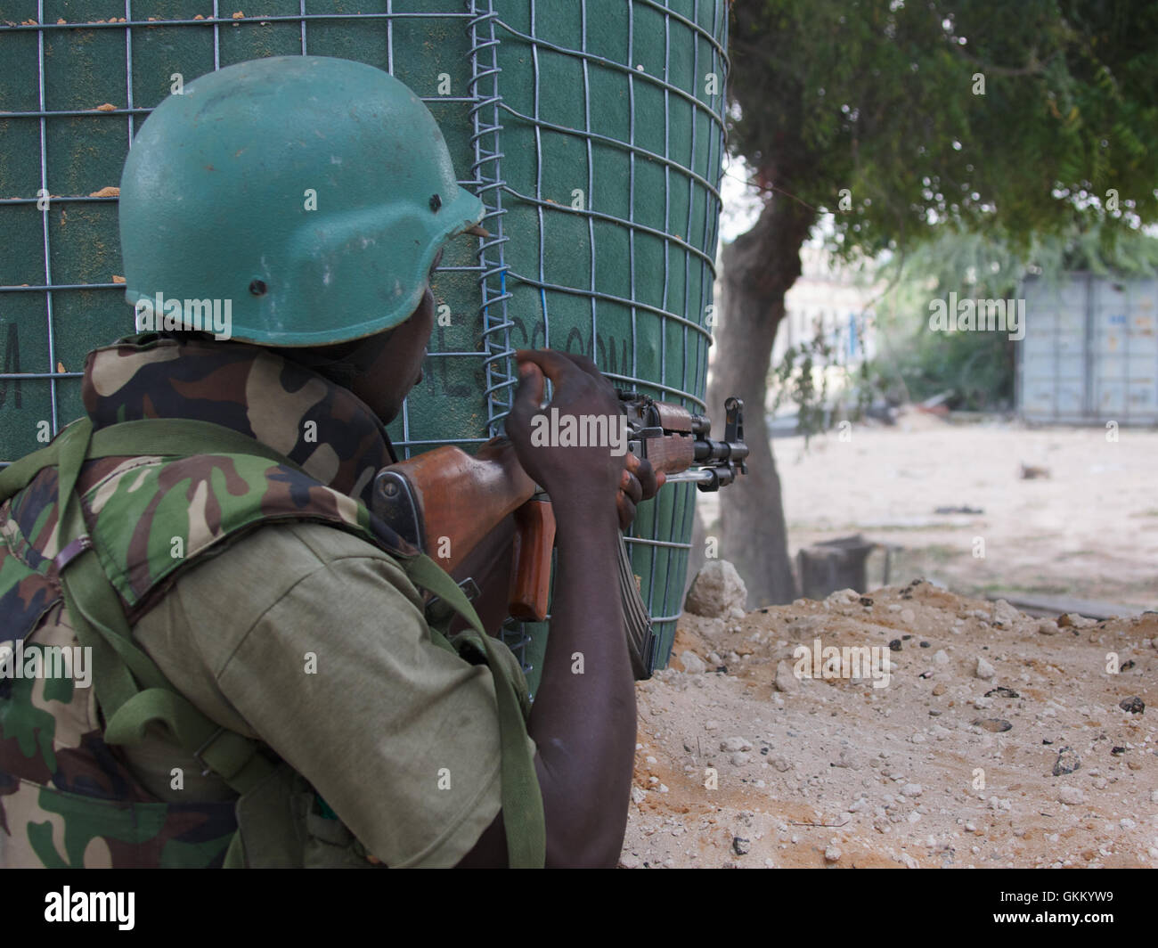Ugandan troops built defences along the new front line on the Bal'ad ...