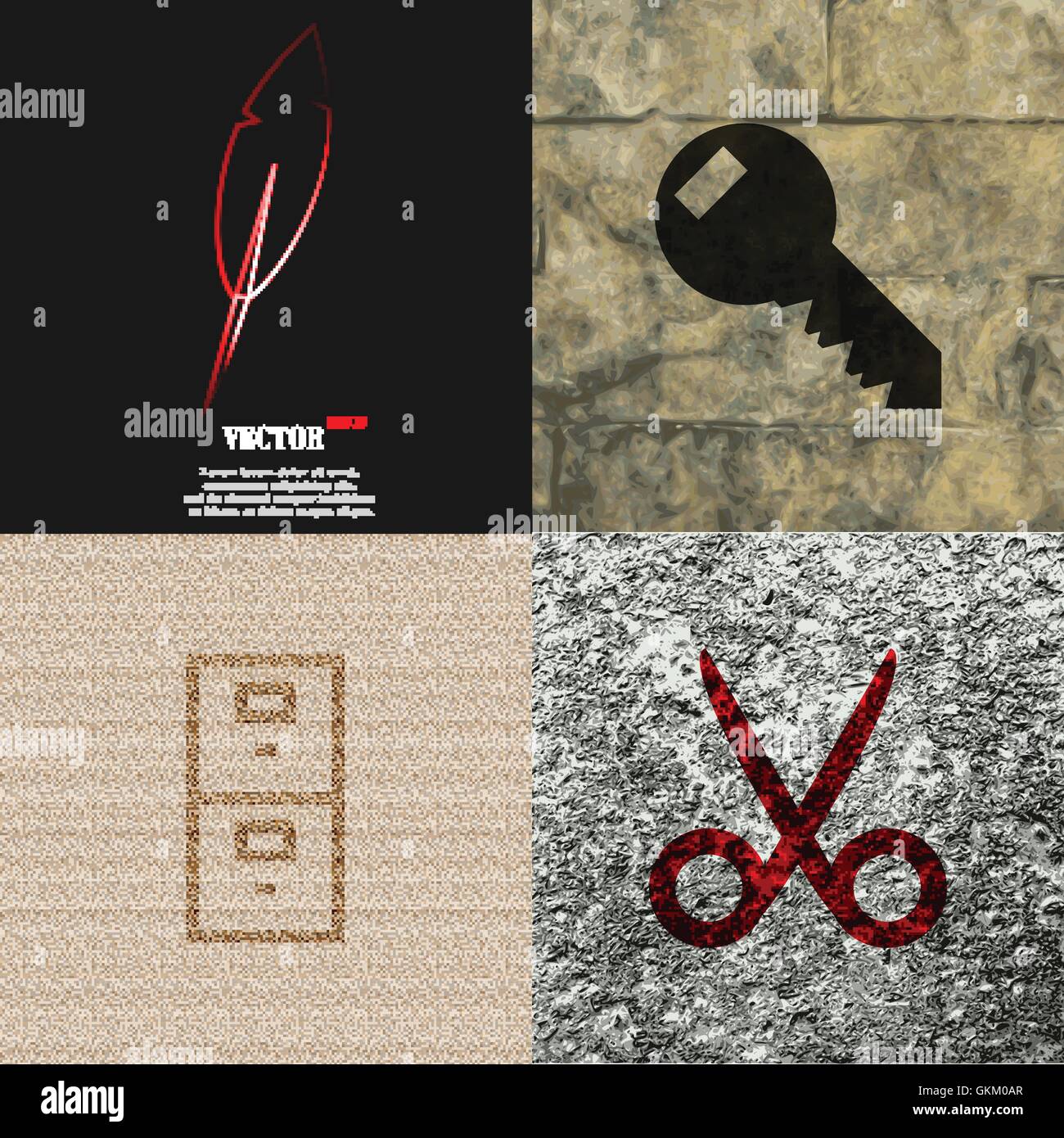 Set of abstract backgrounds with different web icons Stock Vector Image ...