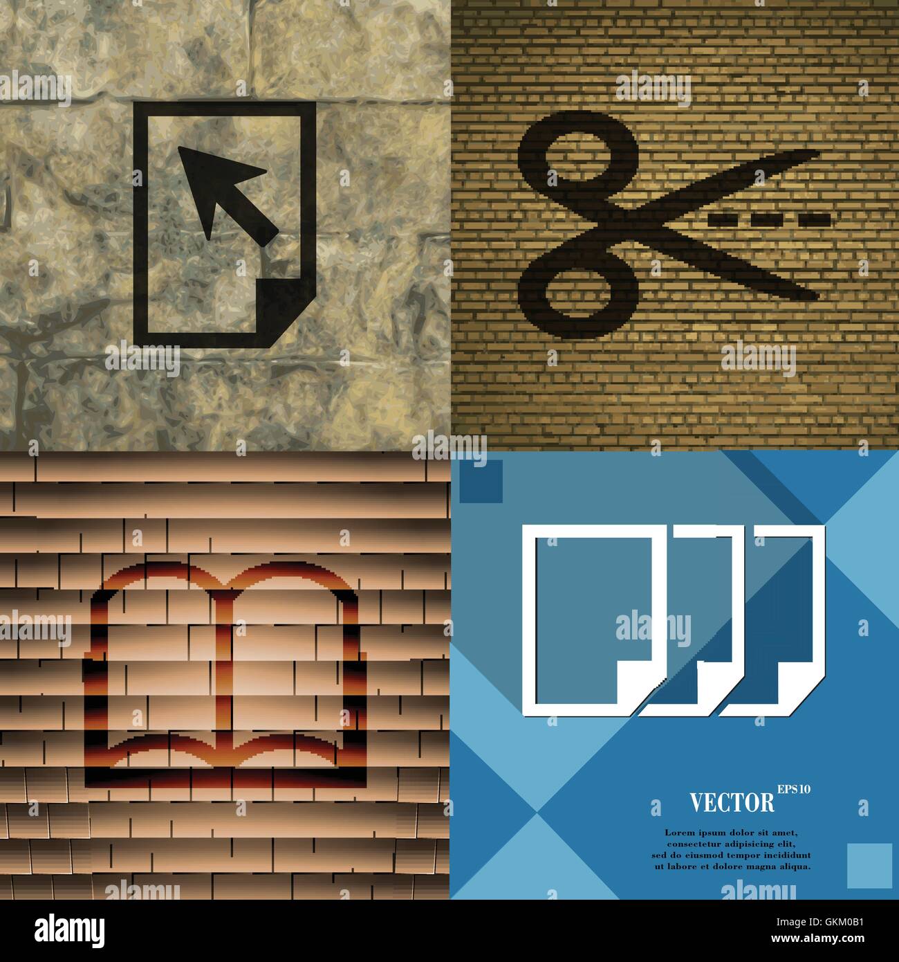 Set of abstract backgrounds with different web icons Stock Vector Image ...