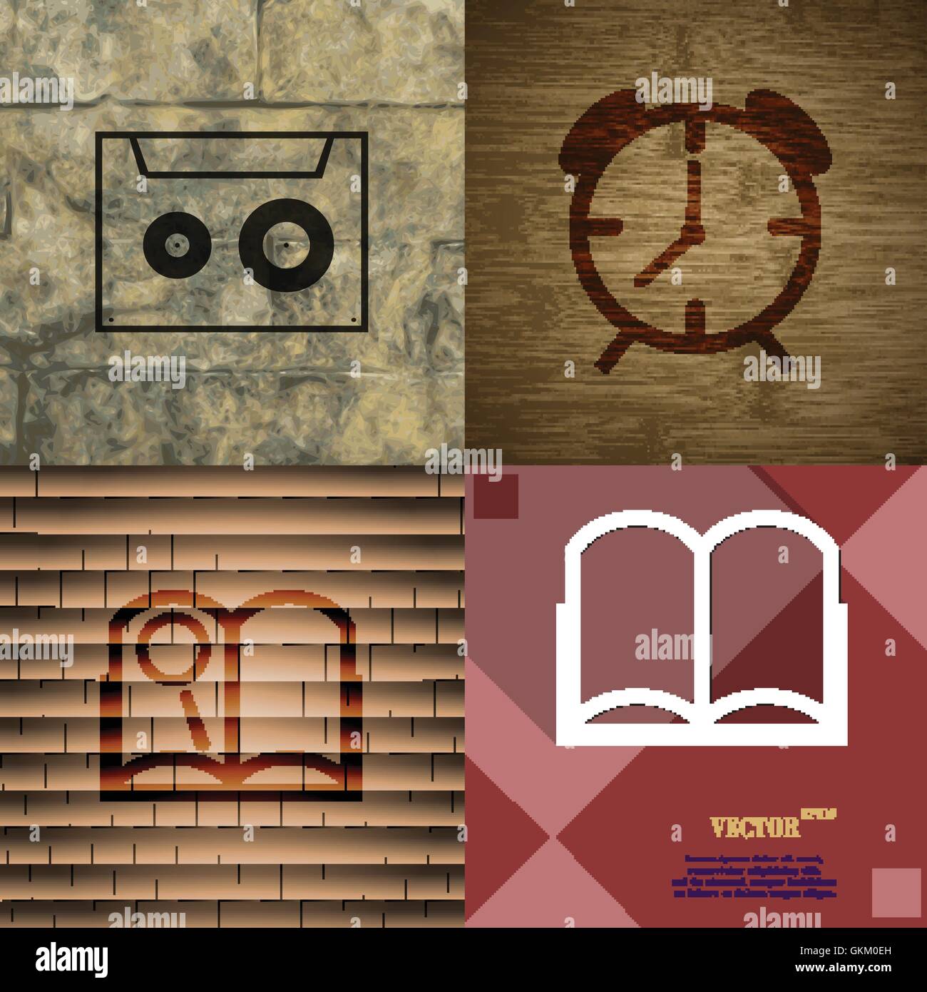 Set of abstract backgrounds with different web icons Stock Vector Image ...