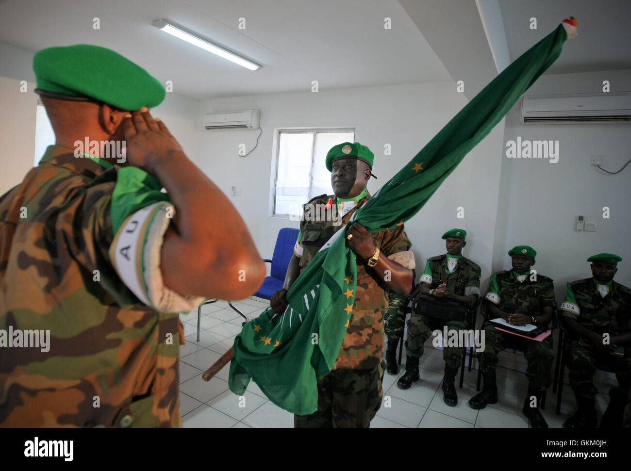 New AMISOM Force Commander Lt. Gen. Andrew Gutti (right) takes the ...