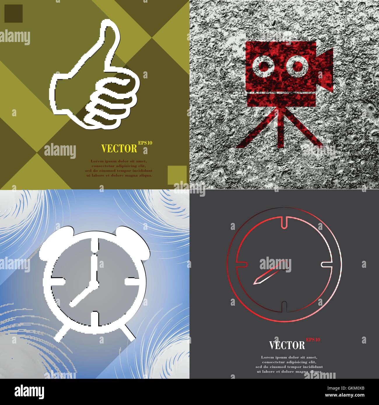 Set of abstract backgrounds with different web icons Stock Vector Image ...