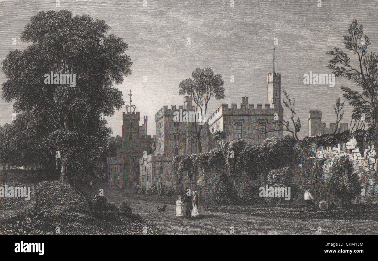 Ruthin Castle, Denbighshire, Wales, by Henry Gastineau, antique print ...