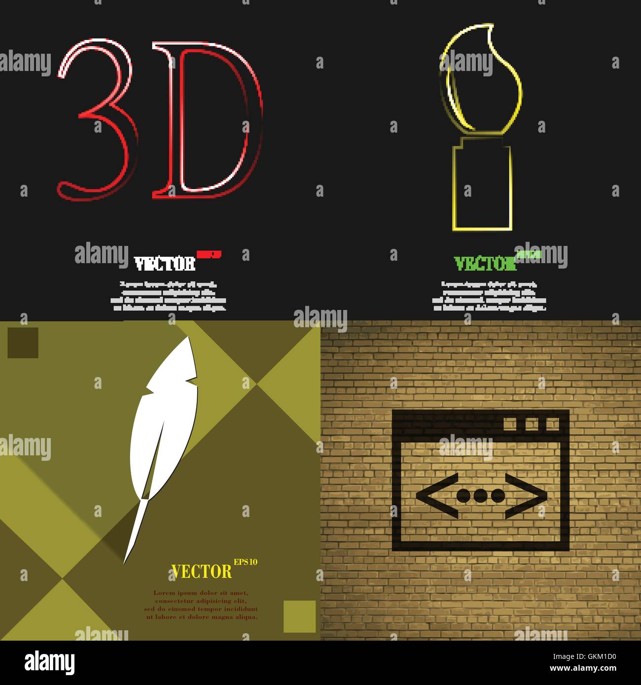 Set of abstract backgrounds with different web icons Stock Vector Image ...