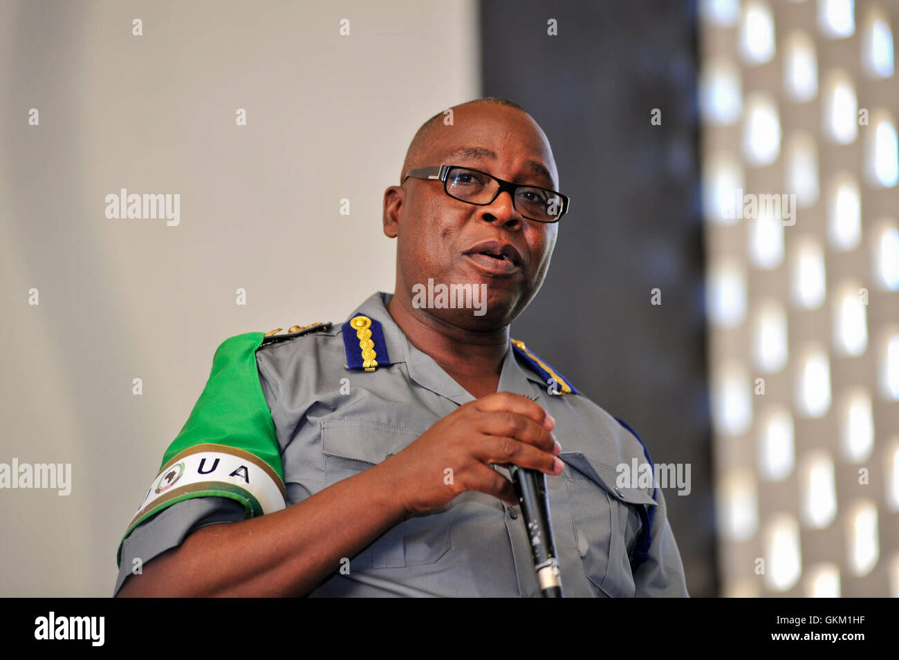 Dr. Charles Makono, AMISOM’s Police Commissioner, speaks at the launch ...
