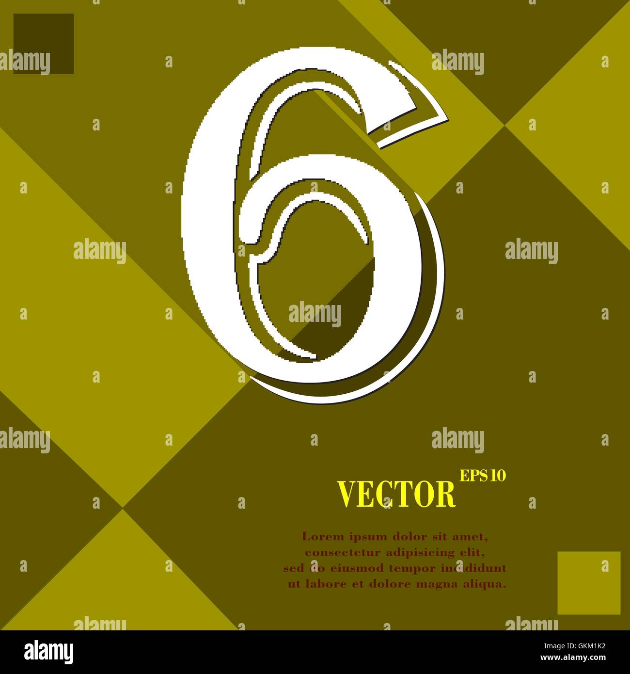 number six icon symbol Flat modern web design with long shadow and ...