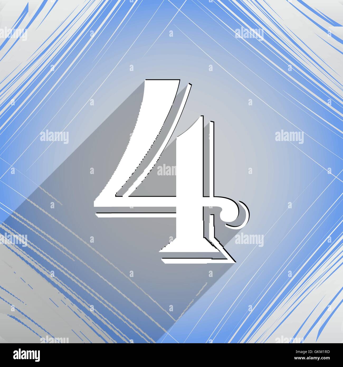 number four icon symbol Flat modern web design with long shadow and ...