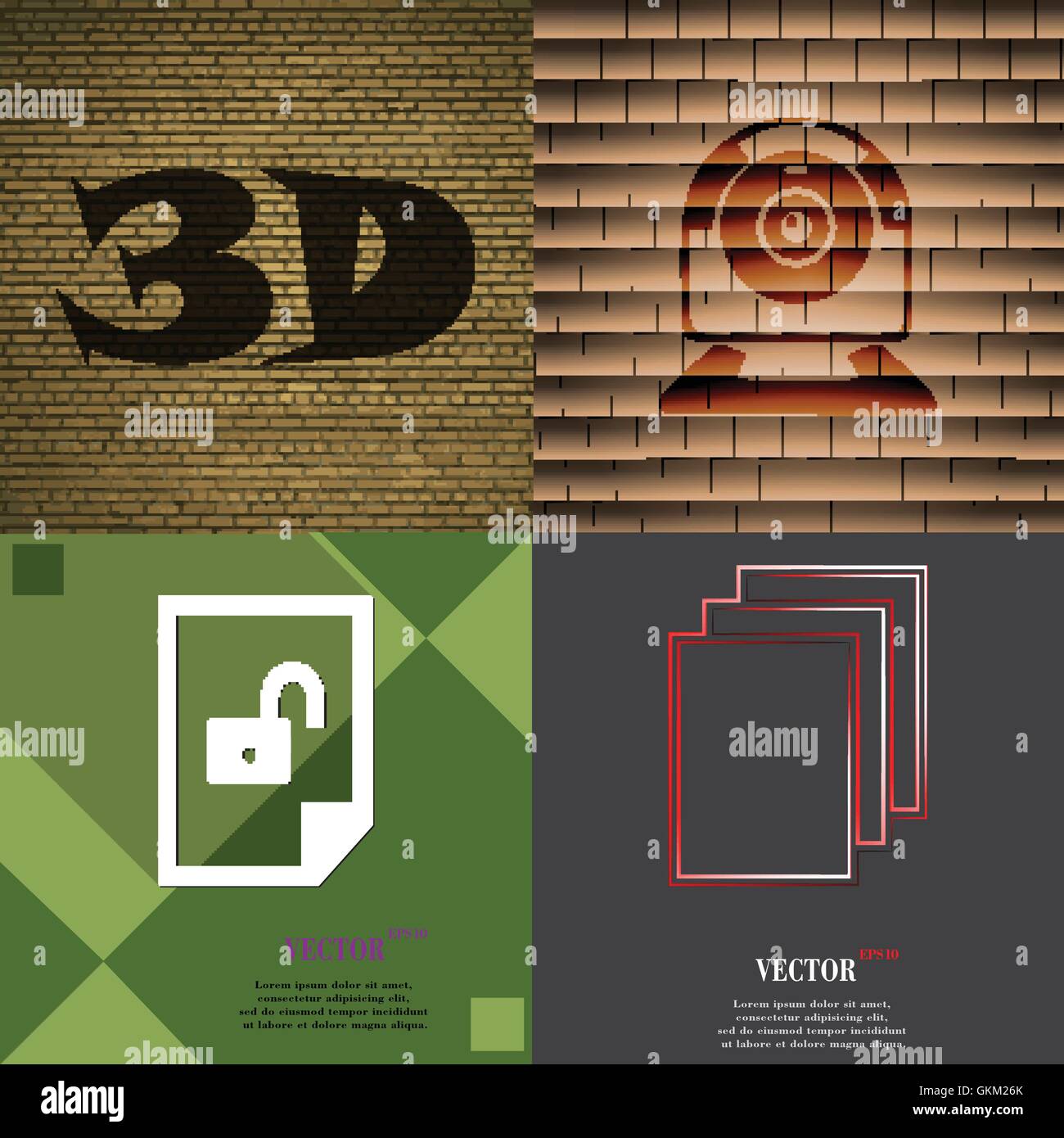 Set of abstract backgrounds with different web icons Stock Vector Image ...