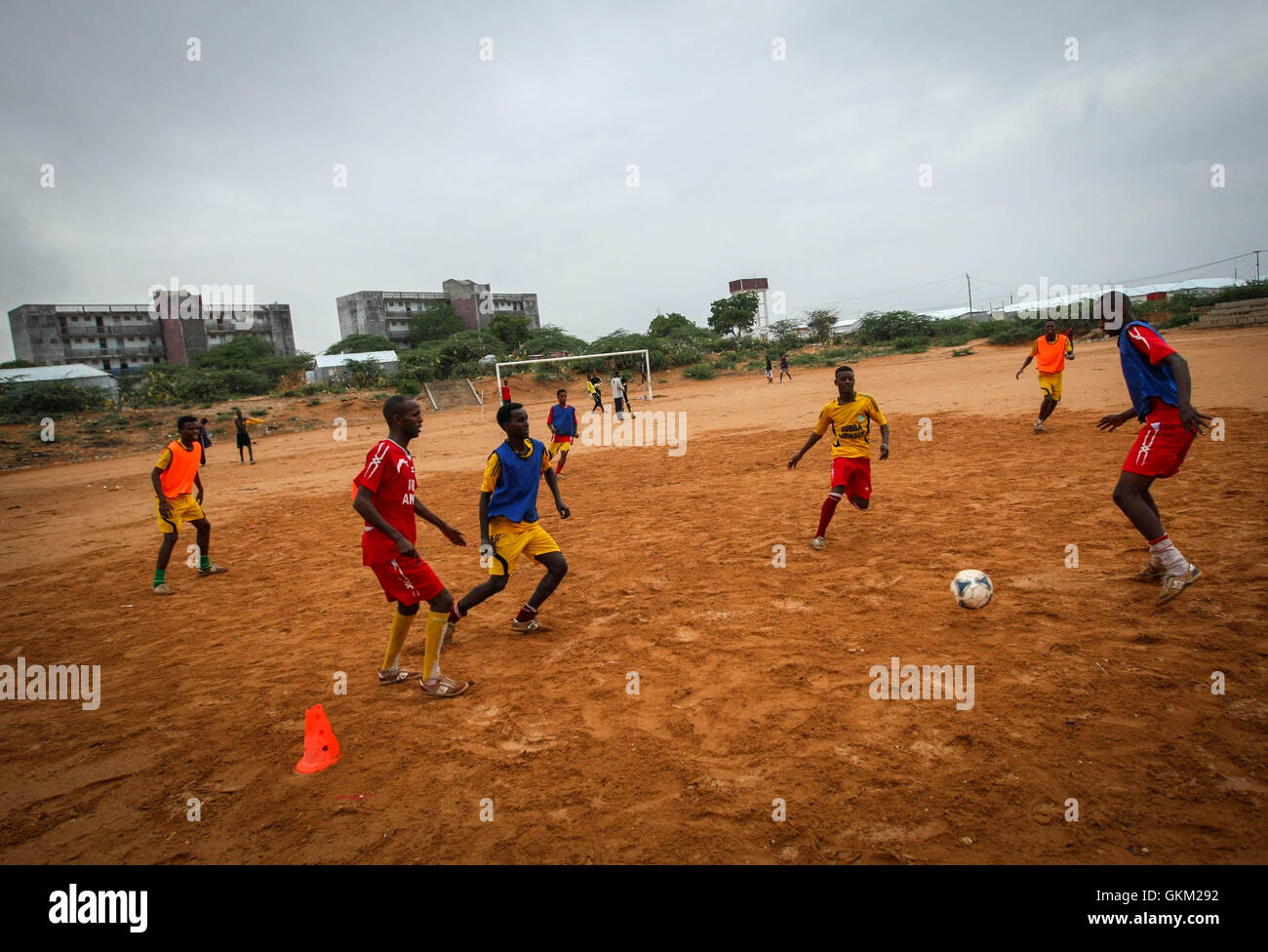 Elman FC players train at their ground in Mogadishu’s Hodan District on ...