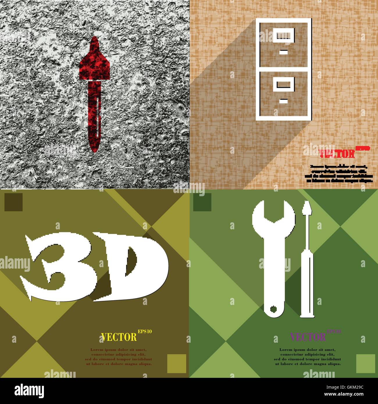 Set of abstract backgrounds with different web icons Stock Vector Image ...