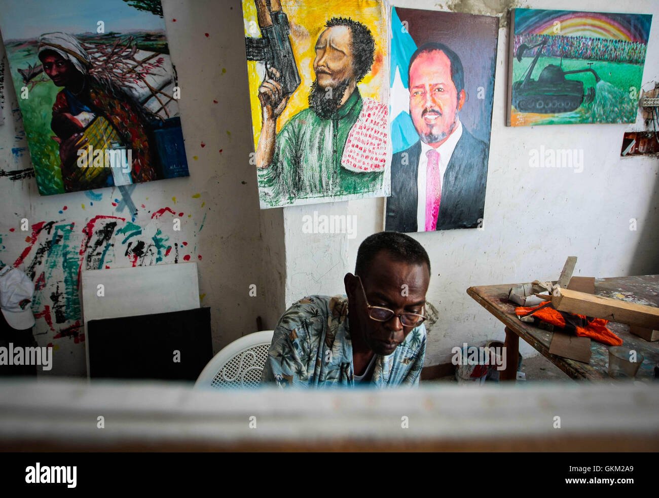 A Somali artist works at the Centre for Research and Dialogue (CRD) art ...