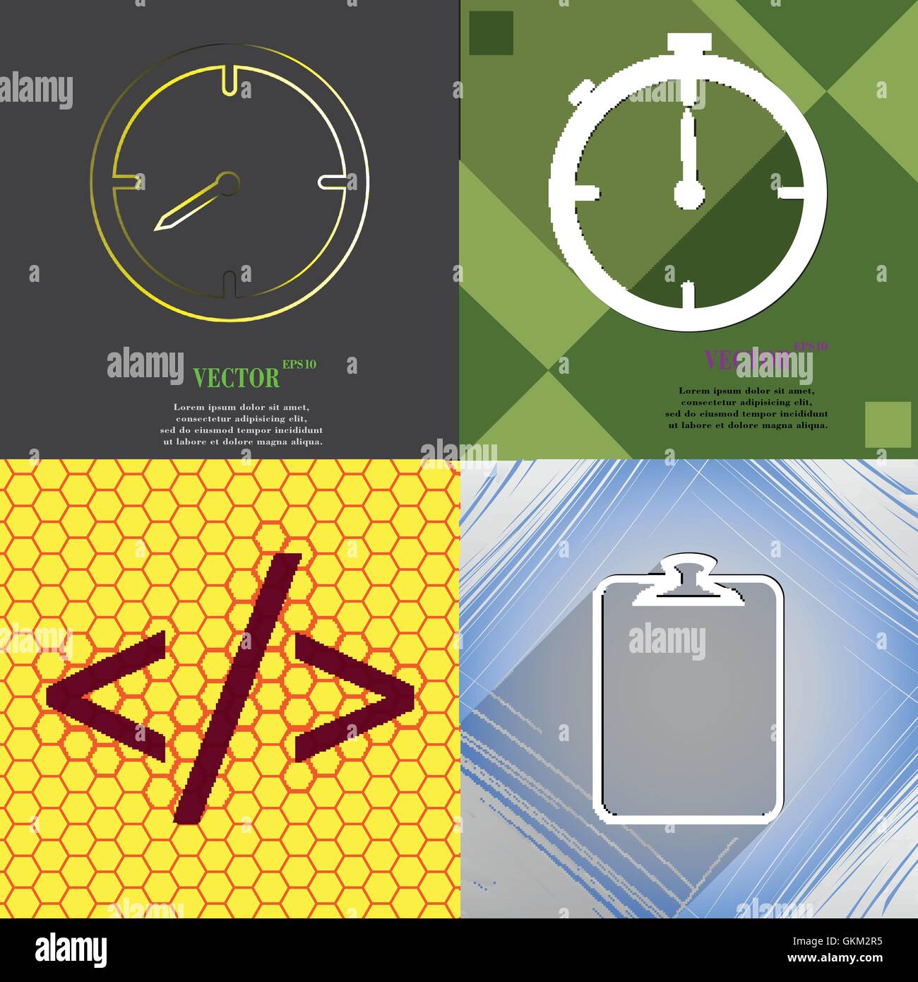 Set of abstract backgrounds with different web icons Stock Vector Image ...