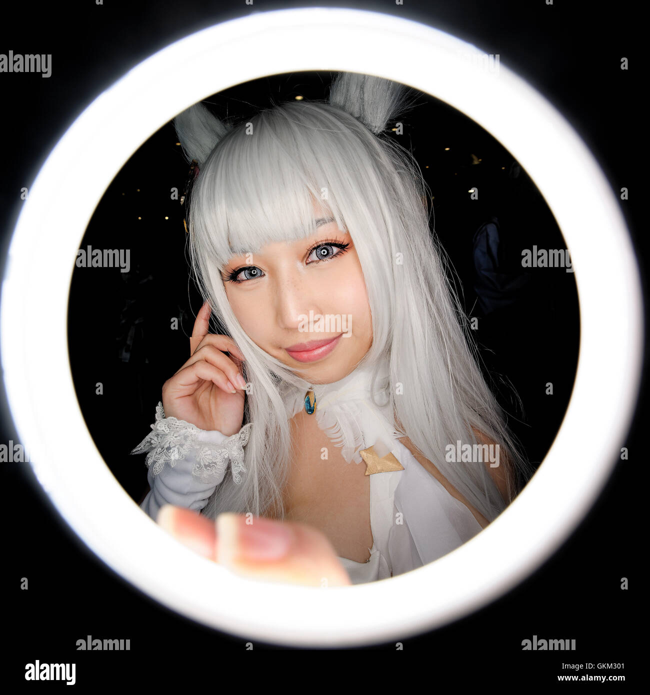 Sydney, Australia. 20th Aug, 2016. A ringflash view of cosplayers seen ...