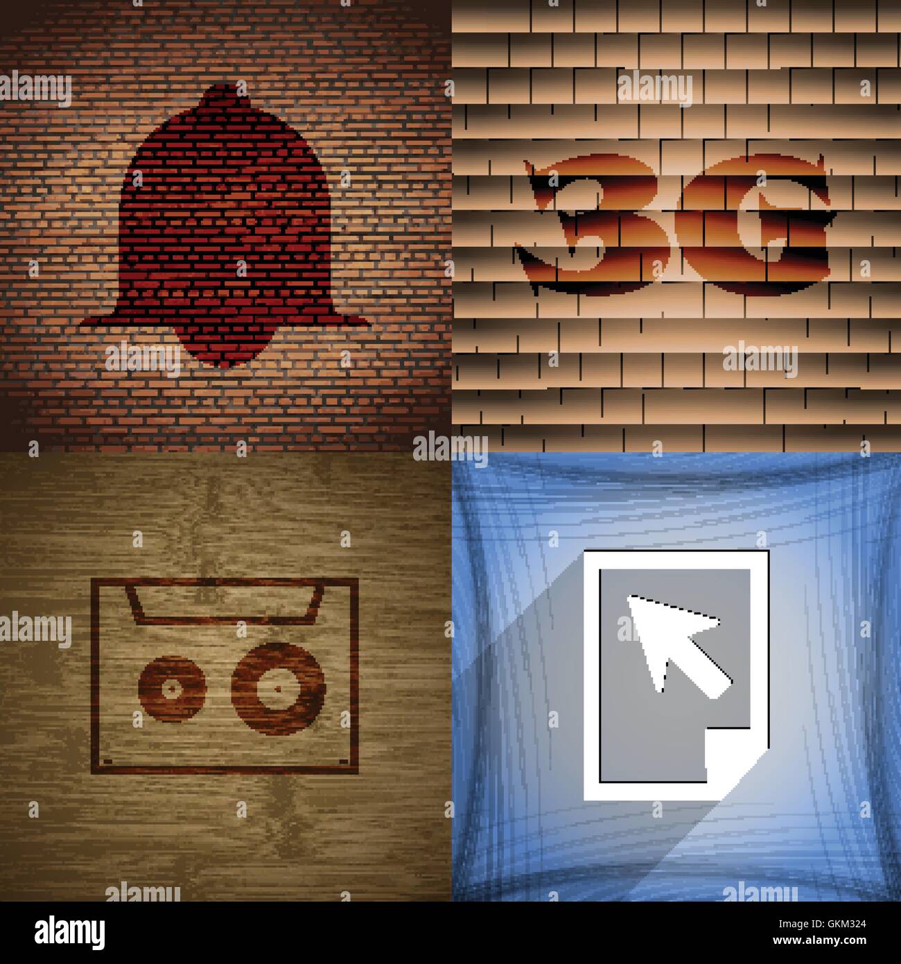 Set of abstract backgrounds with different web icons Stock Vector Image ...