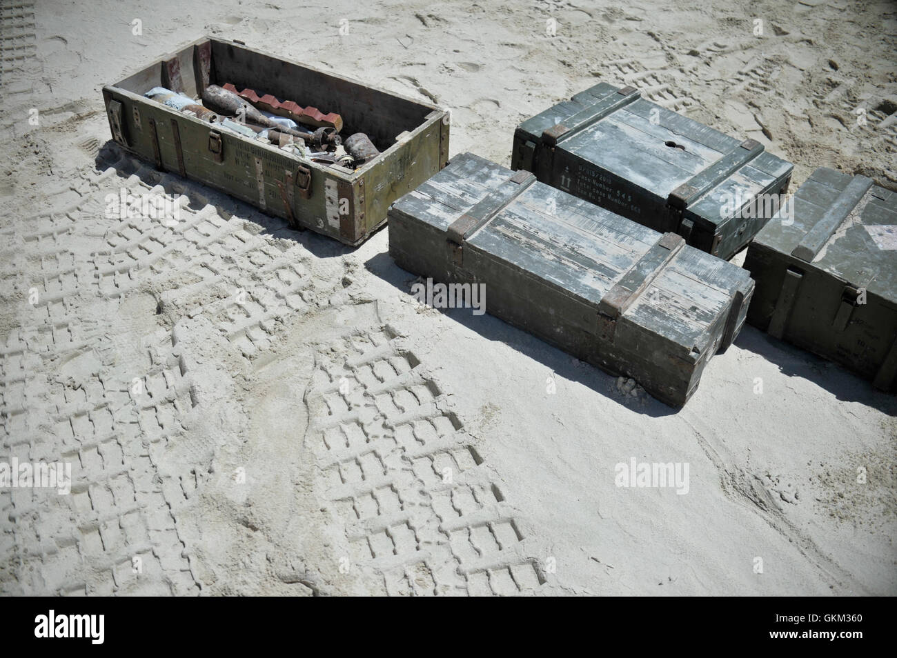 Unexploded ordnance (UXO) captured from Al-Shabaab militants lies on ...