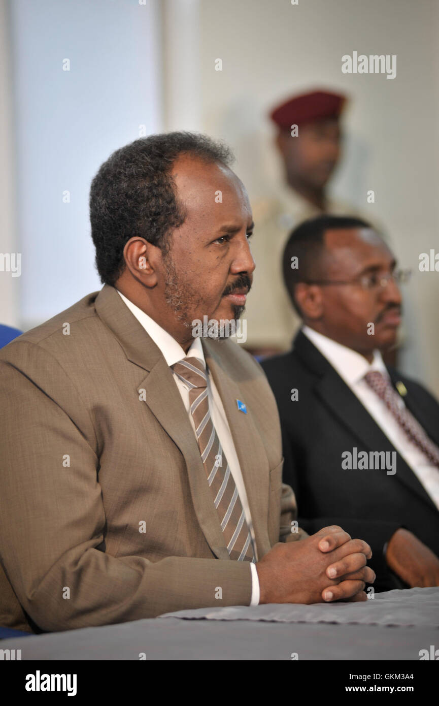 Somali President Hassan Sheikh Mohamoud attends an event at the AMISOM ...