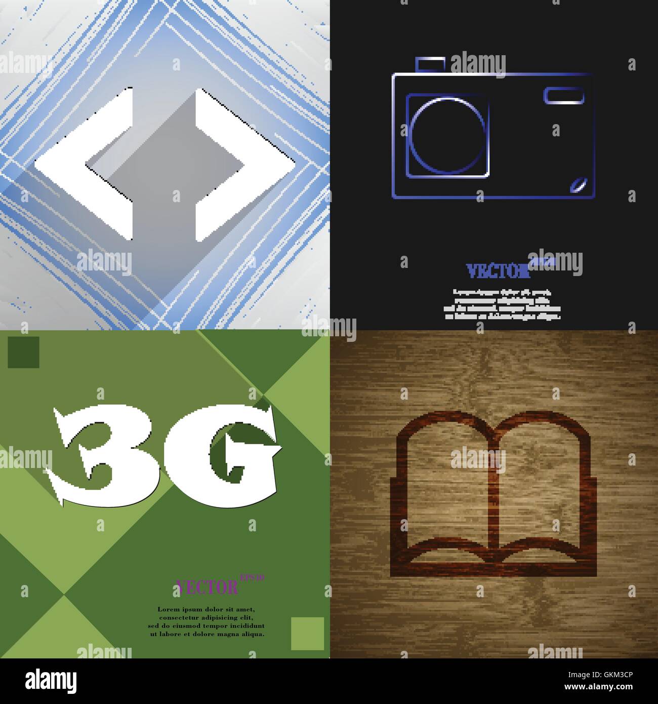 Set of abstract backgrounds with different web icons Stock Vector Image ...