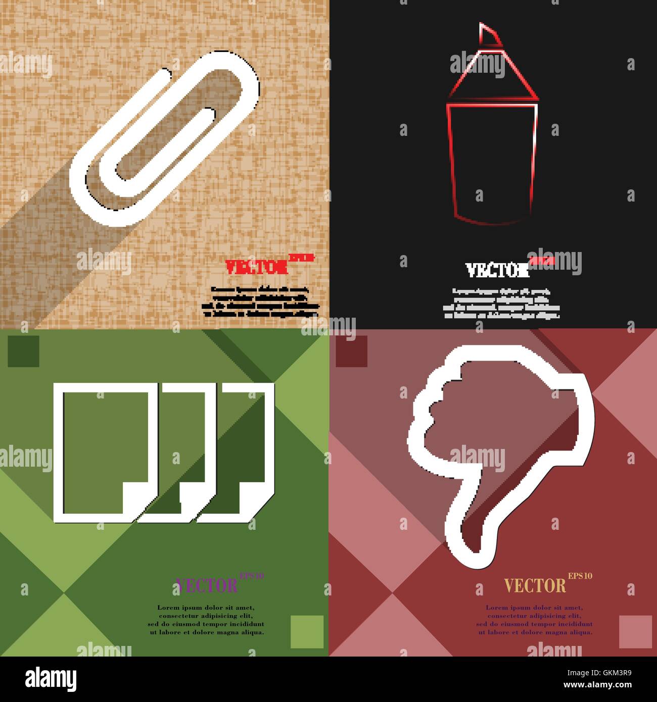 Set of abstract backgrounds with different web icons Stock Vector Image ...