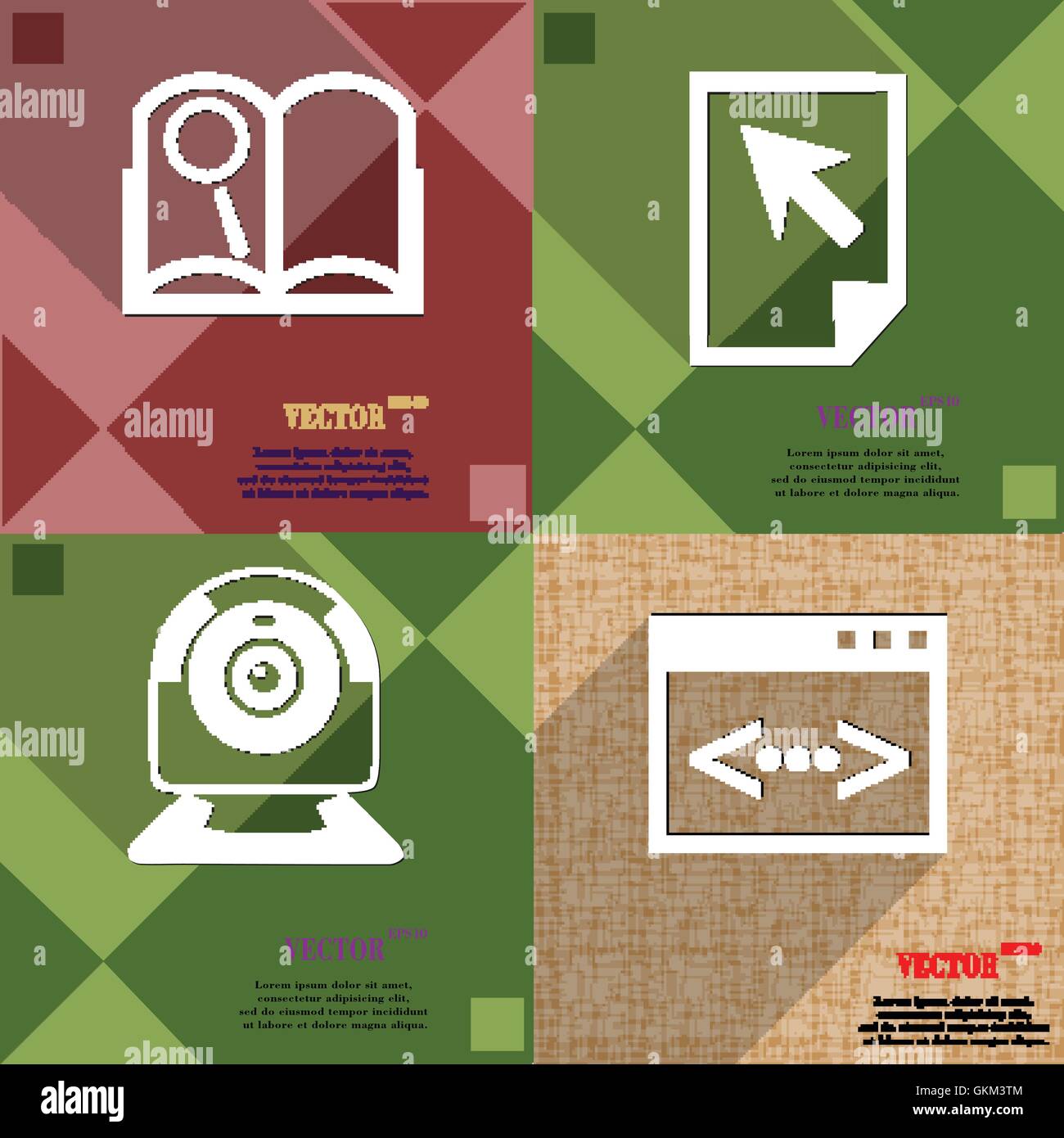 Set of abstract backgrounds with different web icons Stock Vector Image ...