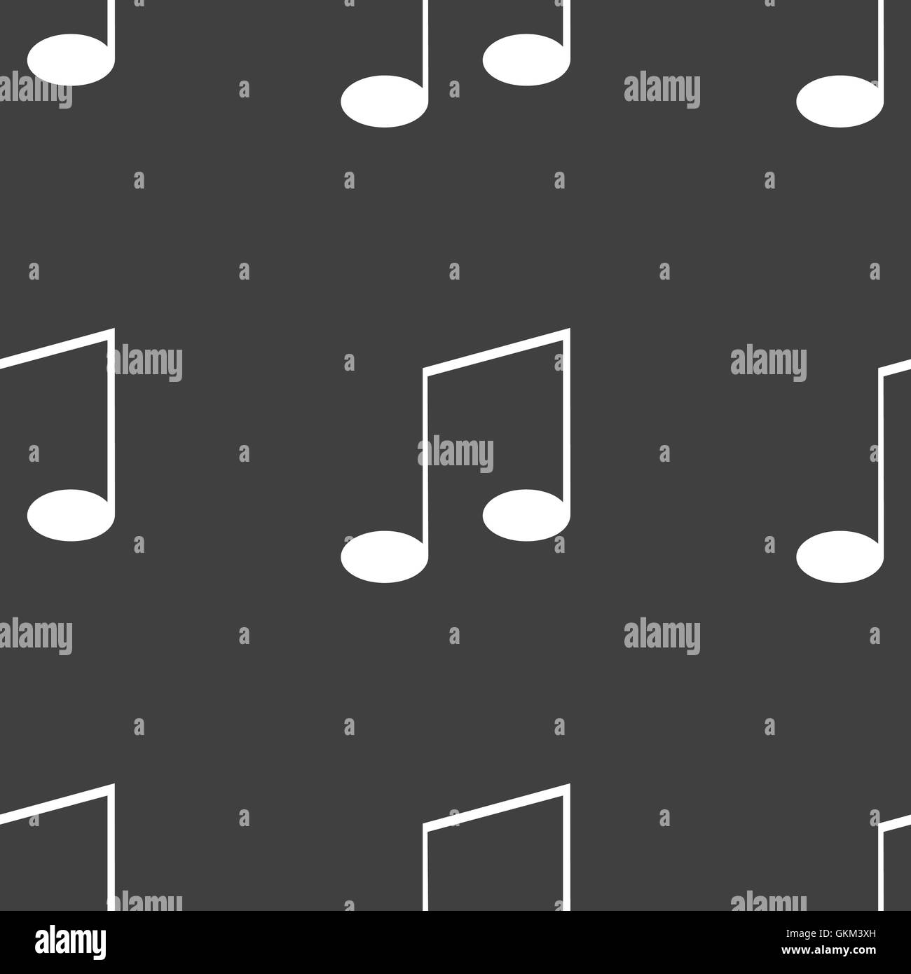 Music elements notes web icon. flat design. Seamless gray pattern Stock ...