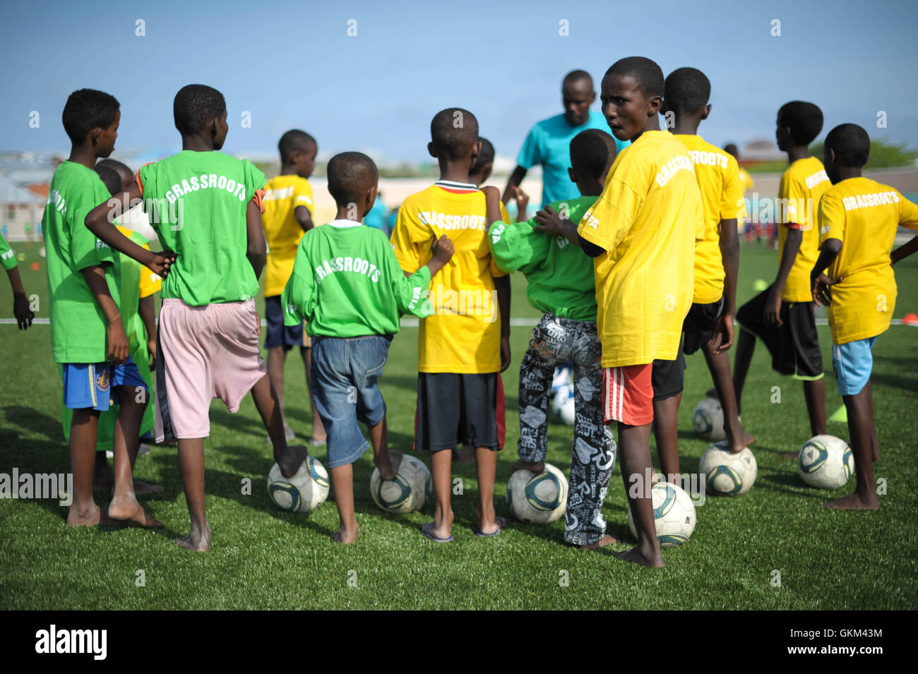 Children attend the FIFA Football Festival in Mogadishu, Somalia, on ...