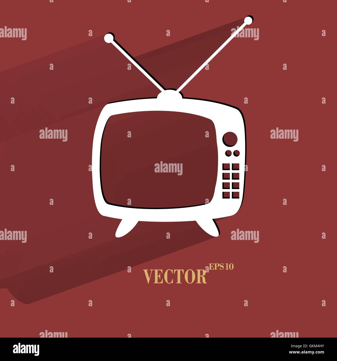 Retro tv. Flat modern web button with long shadow and space for your ...