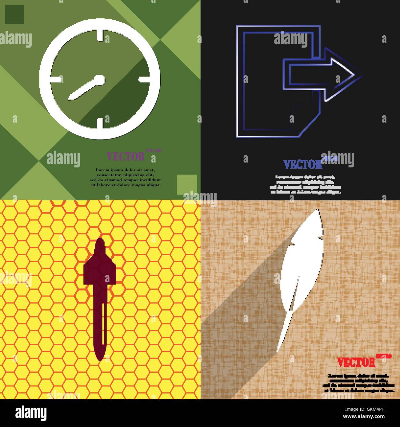 Set of abstract backgrounds with different web icons Stock Vector Image ...