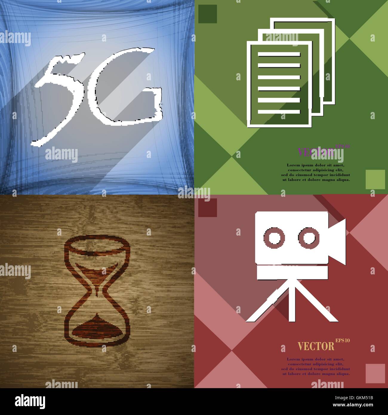 Set of abstract backgrounds with different web icons Stock Vector Image ...