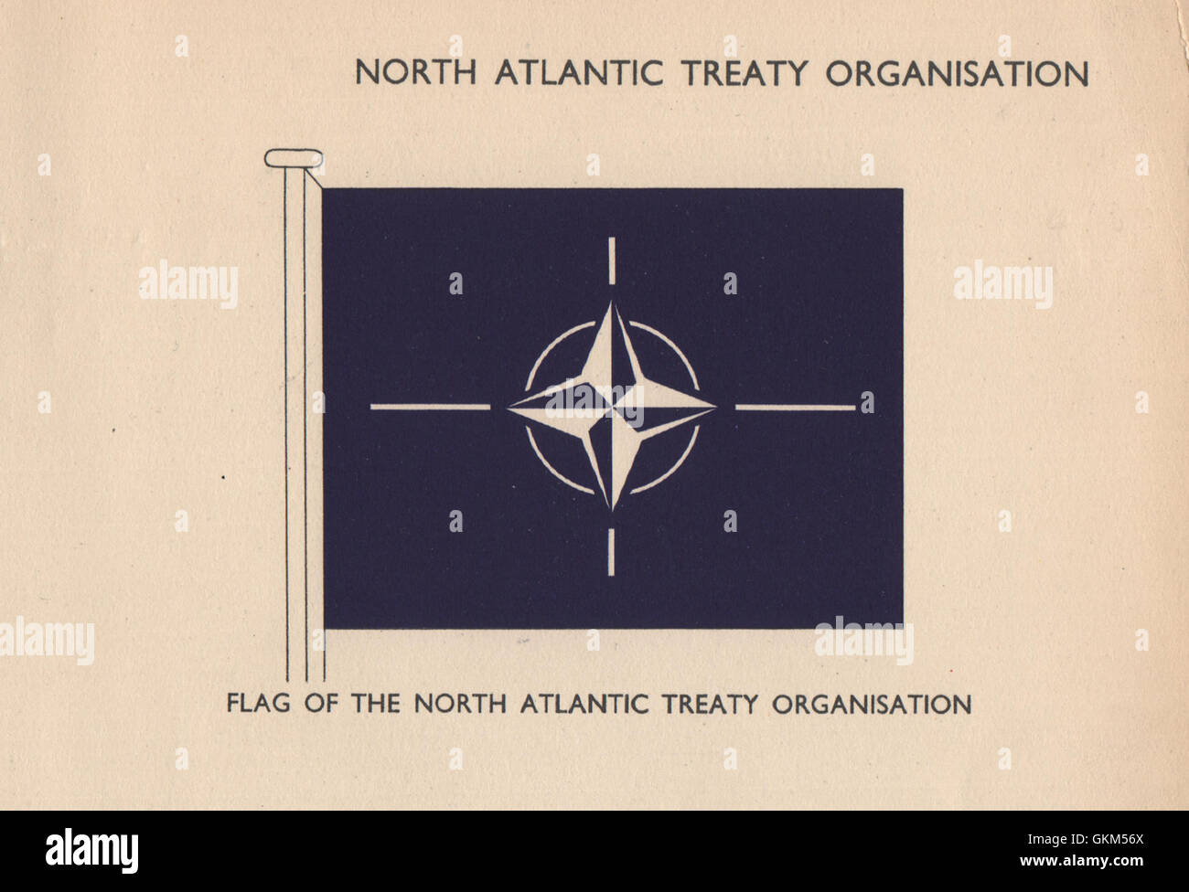 NORTH ATLANTIC TREATY ORGANISATION FLAG. NATO, vintage print 1958 Stock ...