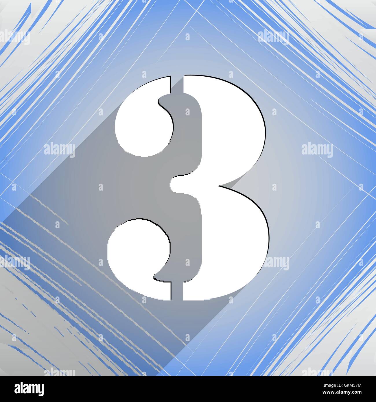 number three icon symbol Flat modern web design with long shadow and ...
