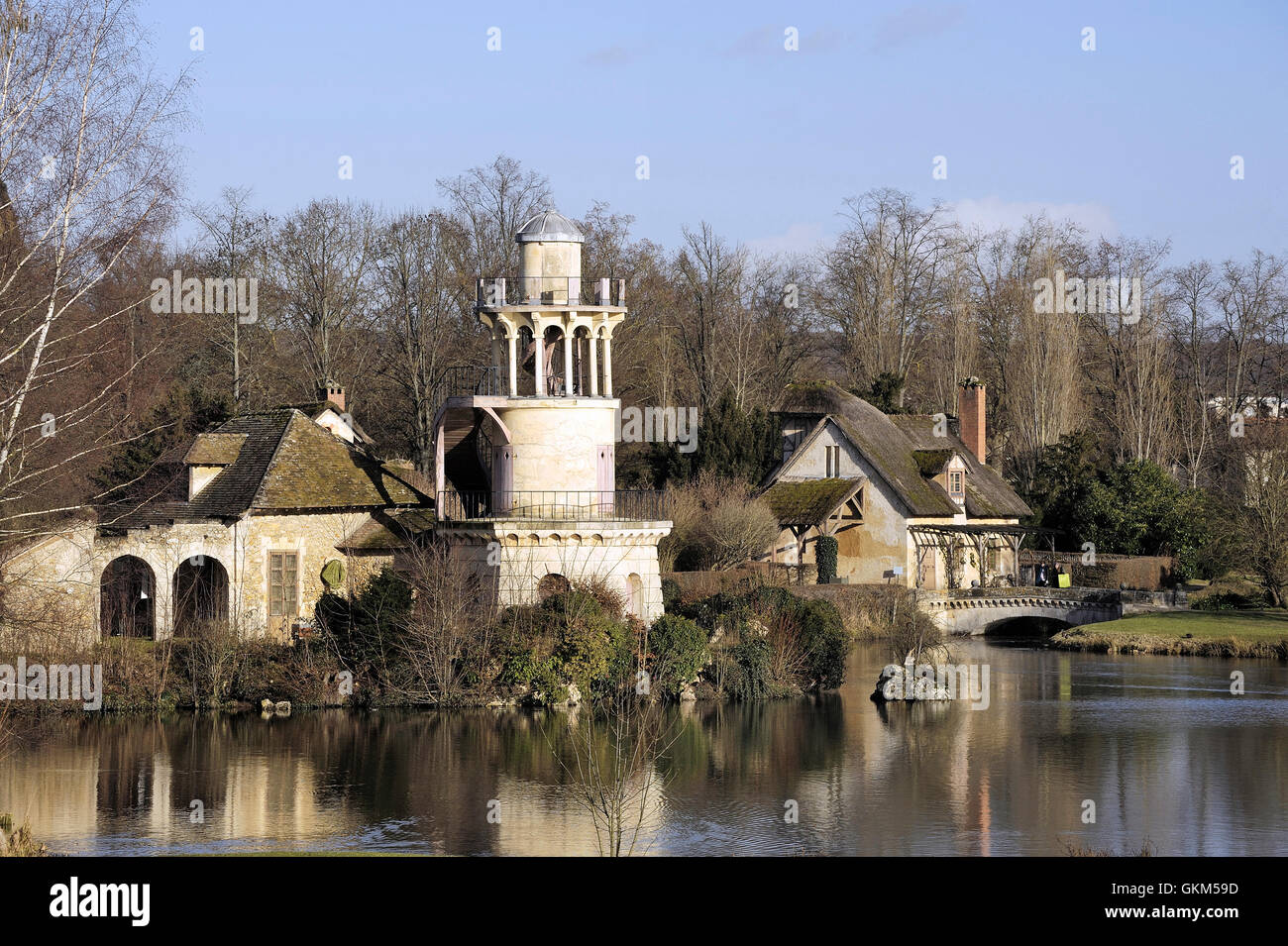 Queen's Hamlet in the park of the castle of Versailles Stock Photo - Alamy