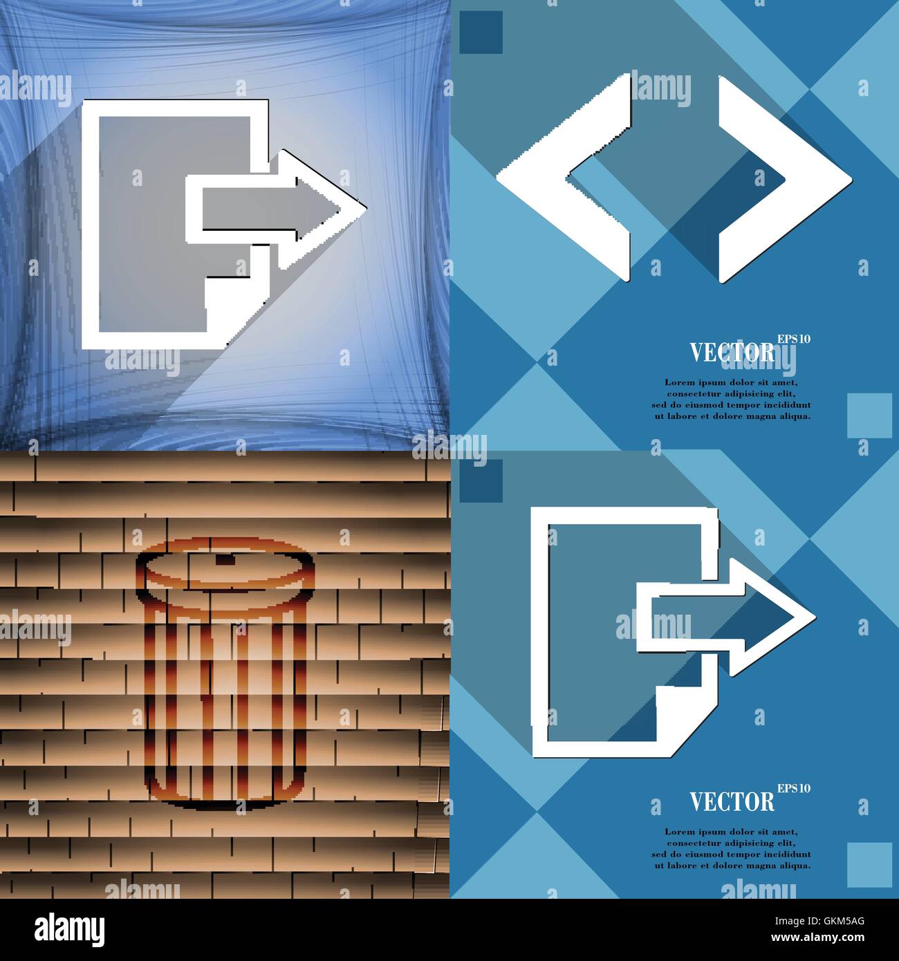Set of abstract backgrounds with different web icons Stock Vector Image ...