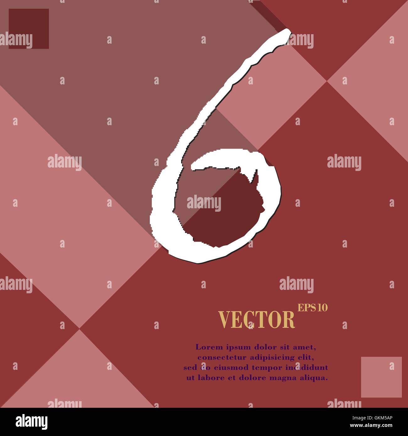 number six icon symbol Flat modern web design with long shadow and ...