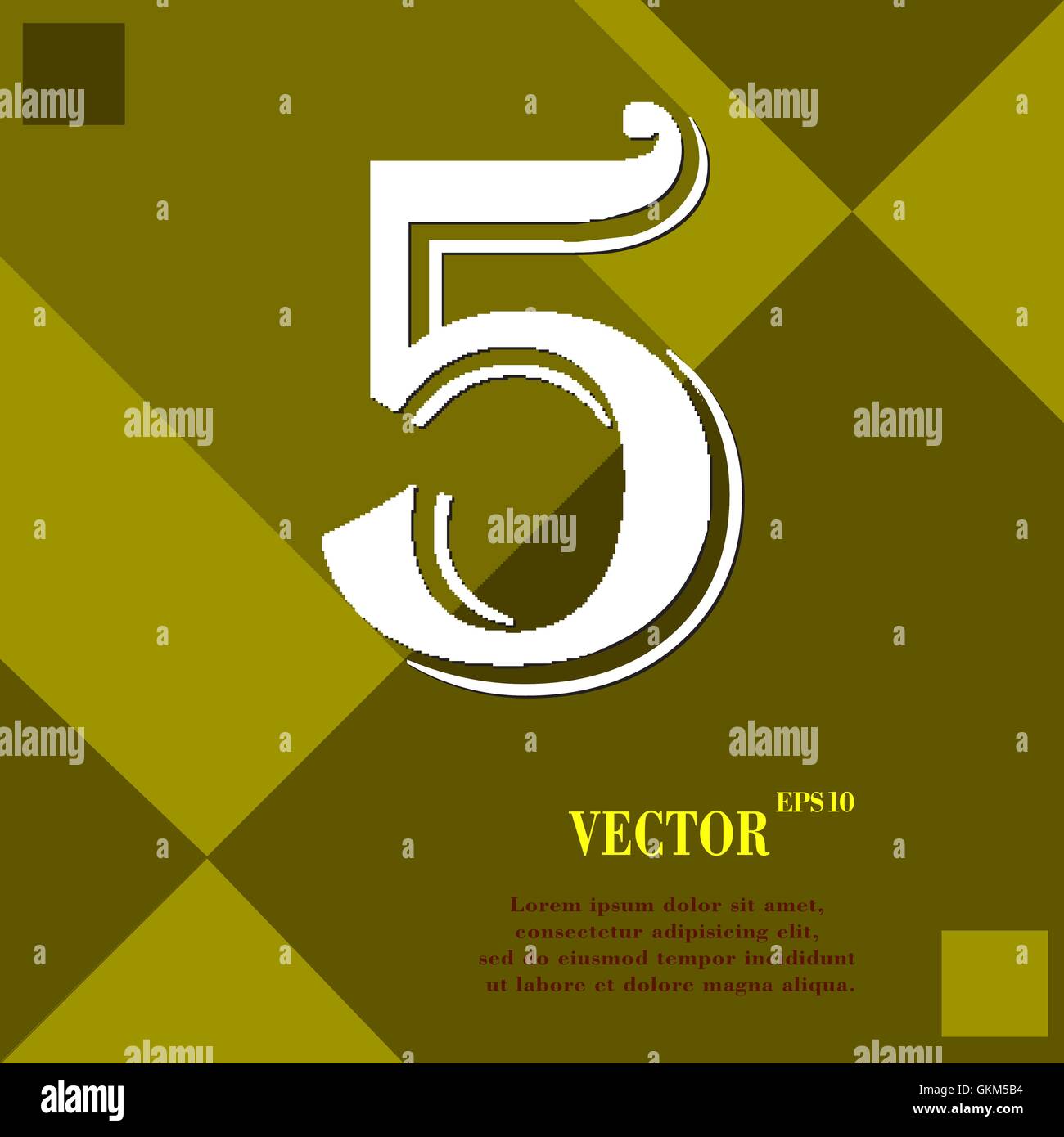 number five icon symbol Flat modern web design with long shadow and ...