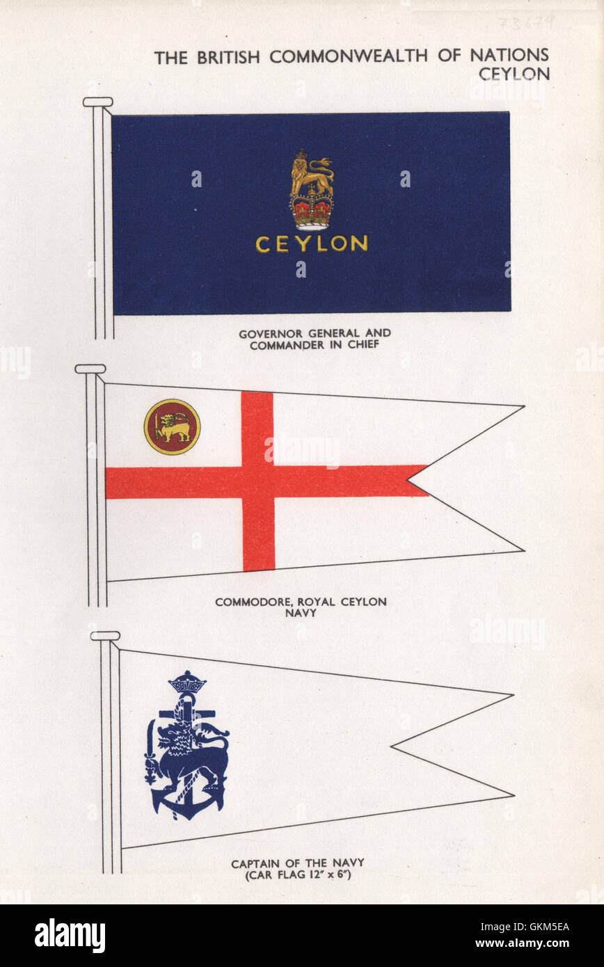 CEYLON FLAGS. Governor General C-in-C. Commodore Captain, Royal Ceylon ...